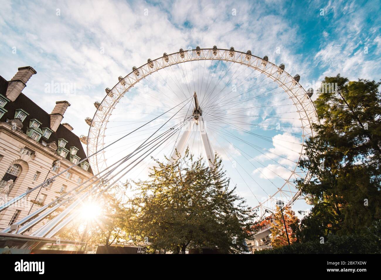 London Eye Observation Wheel View From the Park by Sunset Stock Photo ...