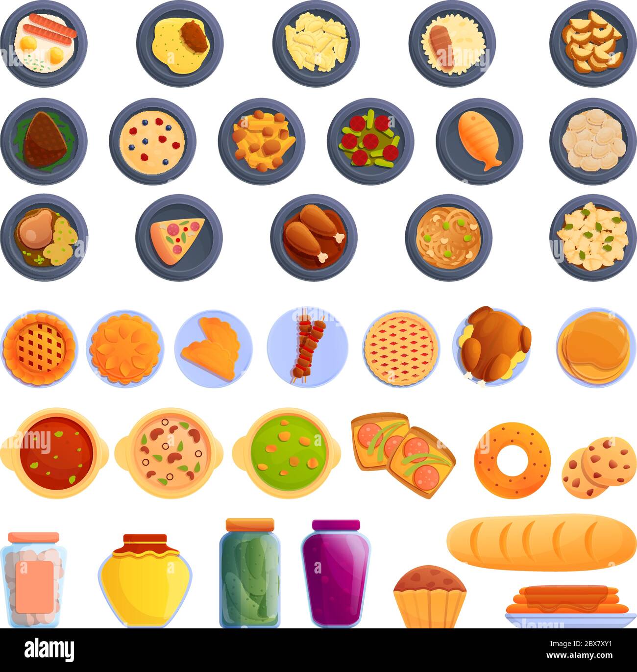 Homemade food icons set. Cartoon set of homemade food vector icons for ...