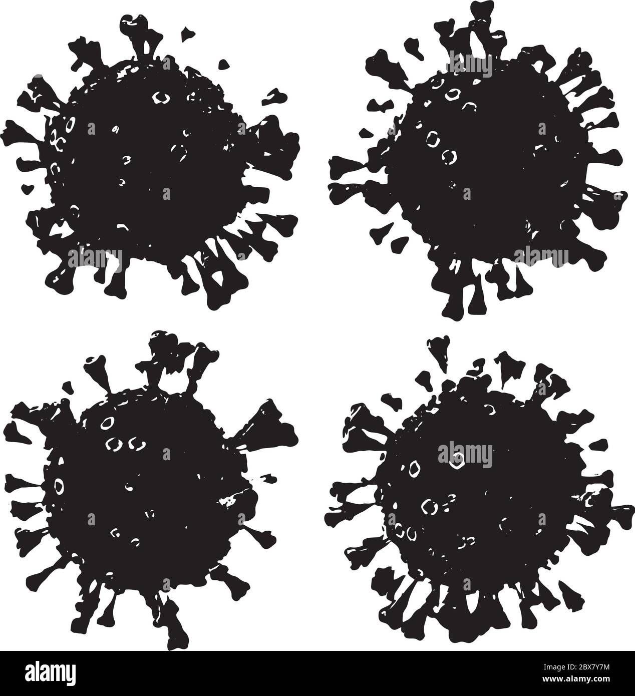 COrona VIrus COVID - 19 under the microscope 3d illustration, ink ...