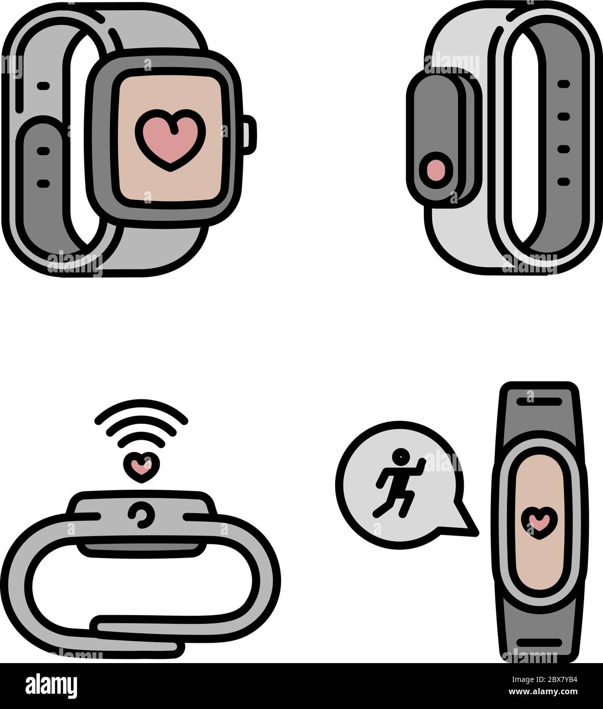 Fitness tracker icons set. Outline set of fitness tracker vector icons ...
