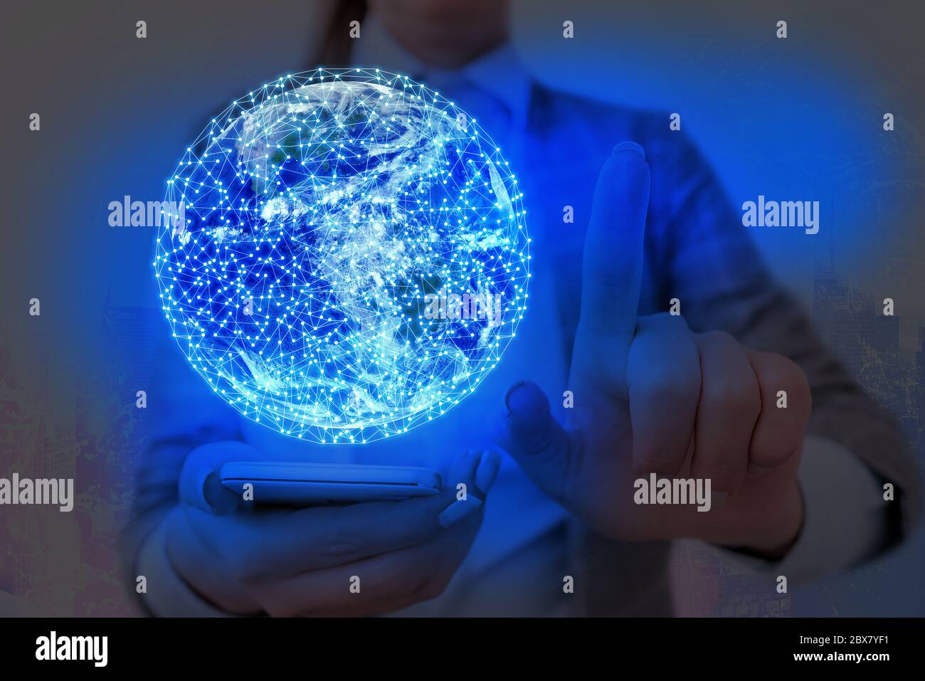 Futuristic Icons Distant Solar System Showing Global Technology ...