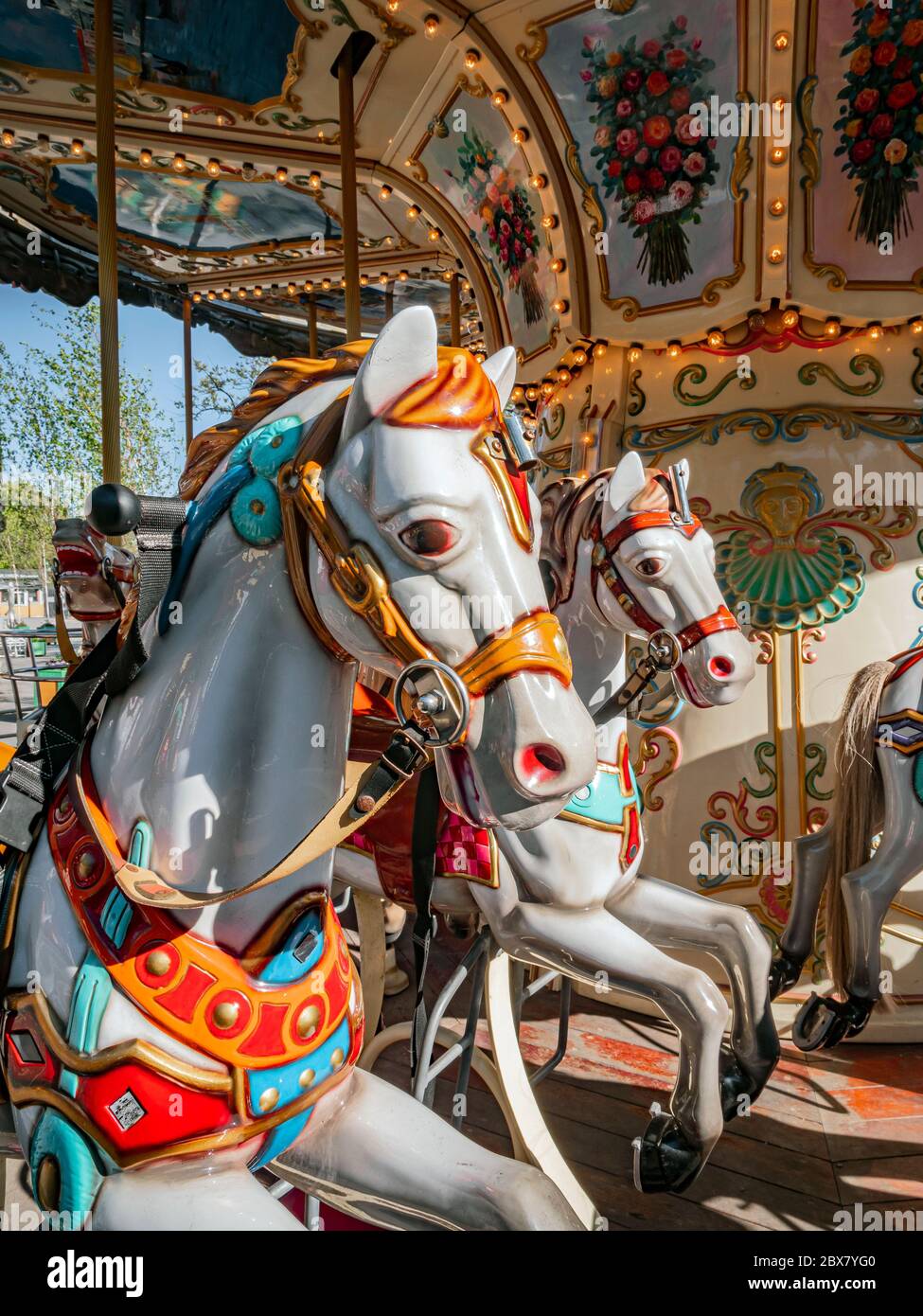 Traditional horse carousel Stock Photo - Alamy