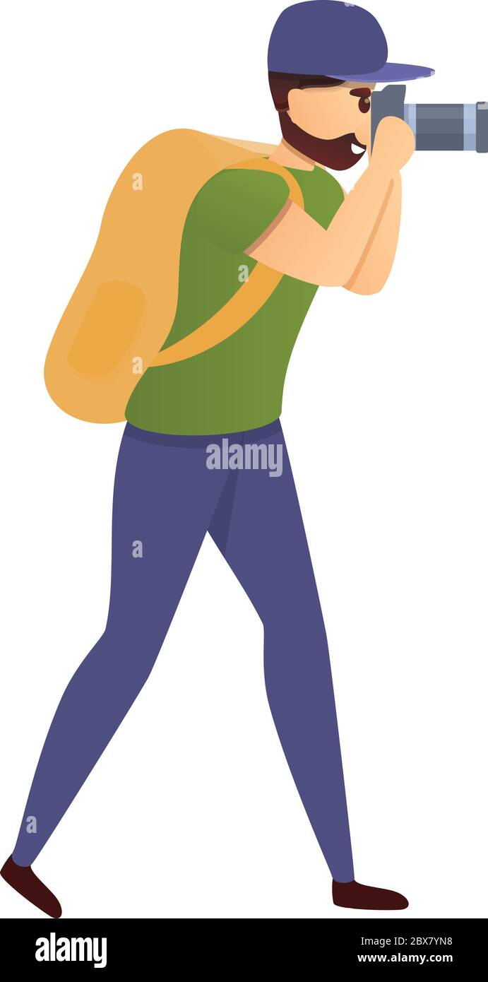 Tourist with camera icon. Cartoon of tourist with camera vector icon ...