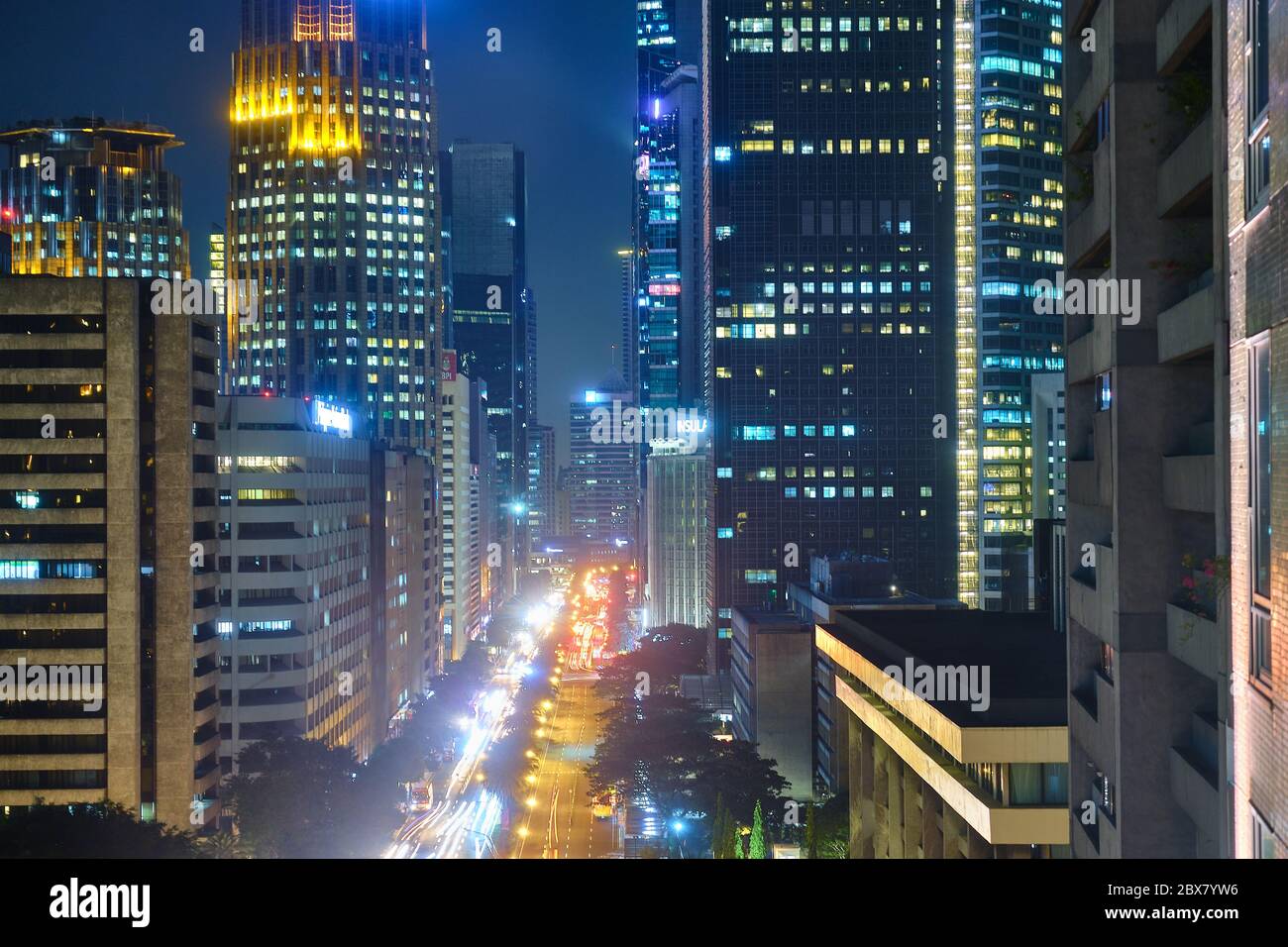 View of the night city of Makati. Skyscrapers with lights Stock Photo - Alamy
