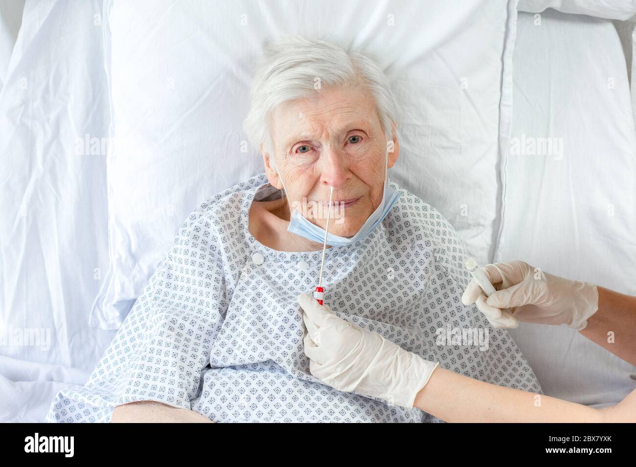 PCR test on elderly person Stock Photo - Alamy