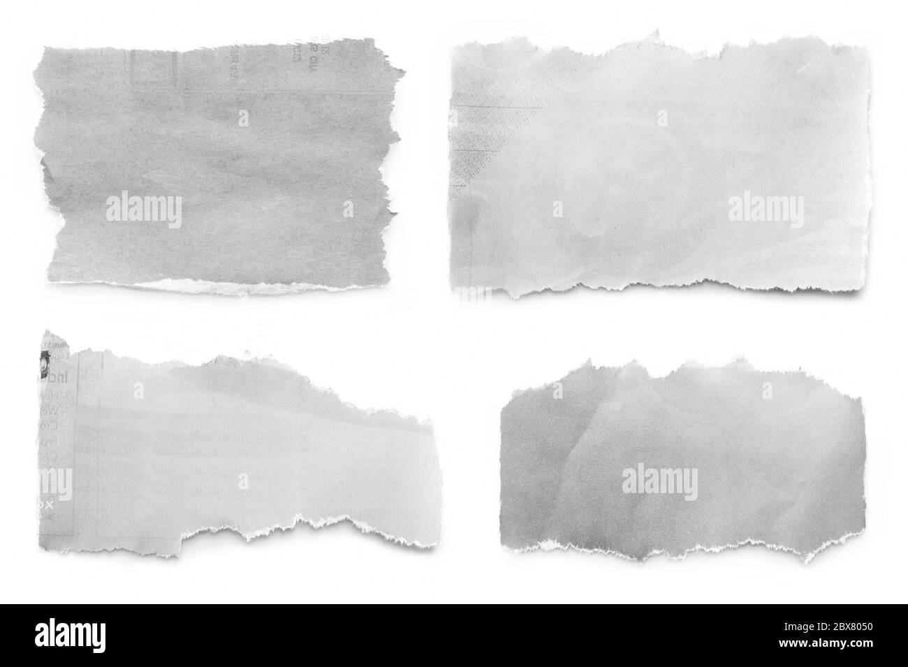 Newspaper tears collection, casting natural shadow on white Stock Photo ...