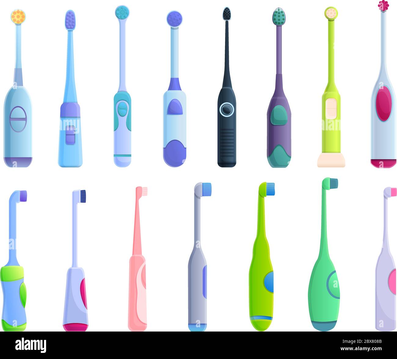 Electric toothbrush icons set. Cartoon set of electric toothbrush ...