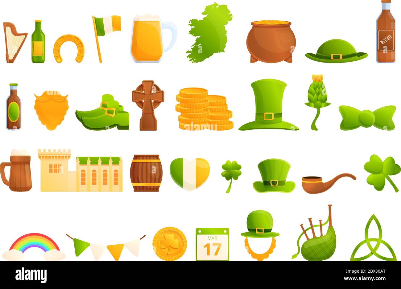Ireland icons set. Cartoon set of Ireland vector icons for web design ...
