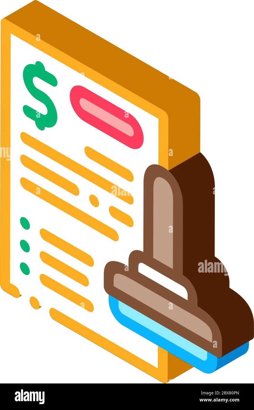 Stamp Document isometric icon vector illustration Stock Vector Image ...