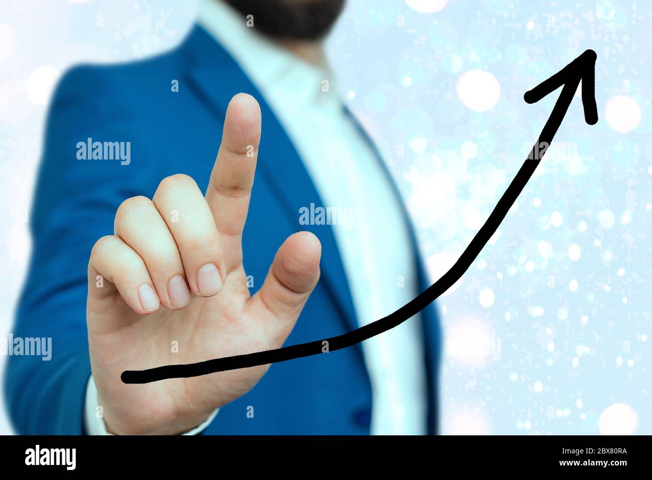 Digital Arrowhead Curve Rising Upward Denoting Growth Development ...