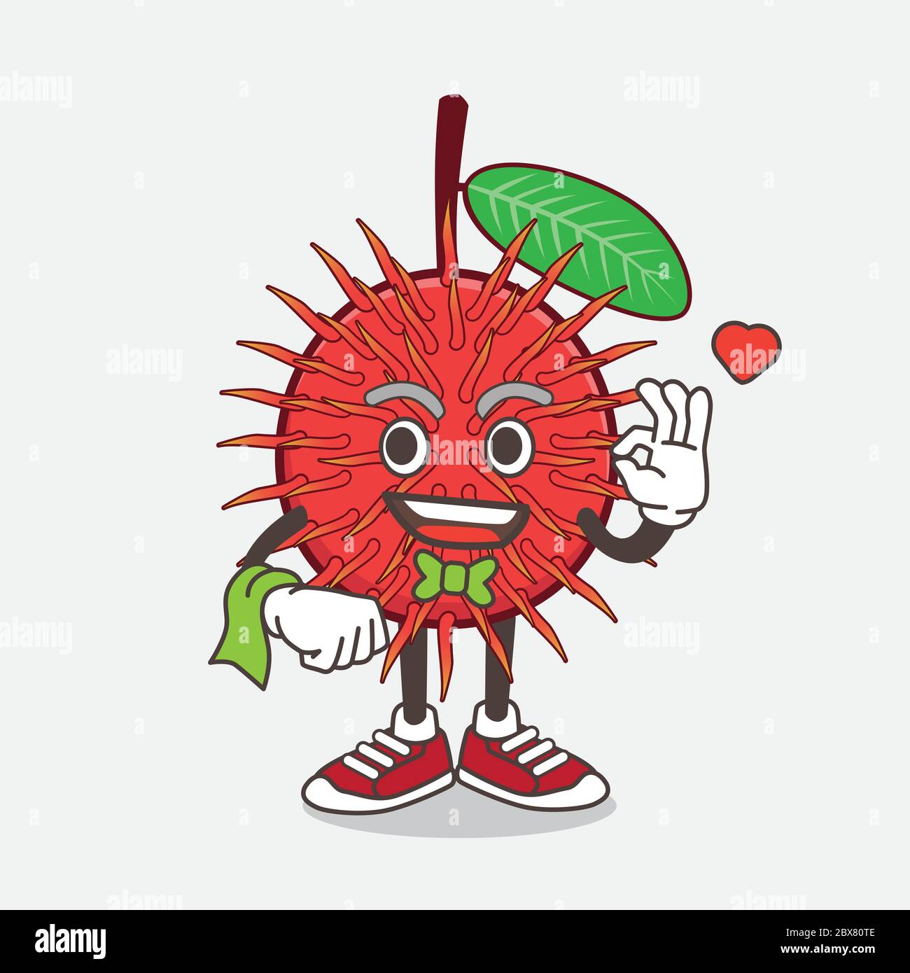 An illustration of Rambutan Fruit cartoon mascot character working as a ...