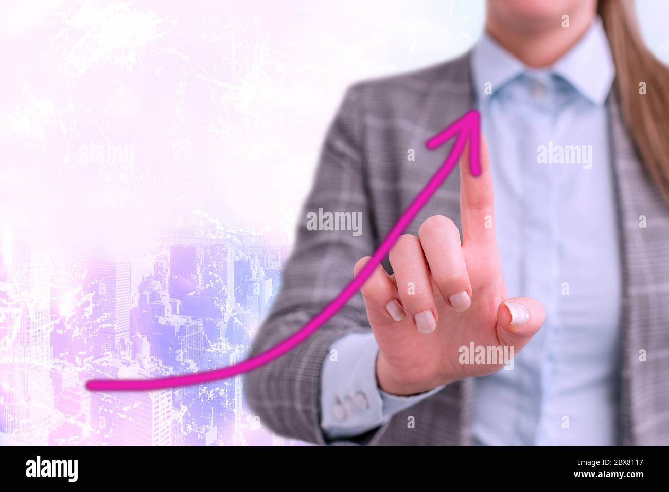 Digital Arrowhead Curve Rising Upward Denoting Growth Development ...