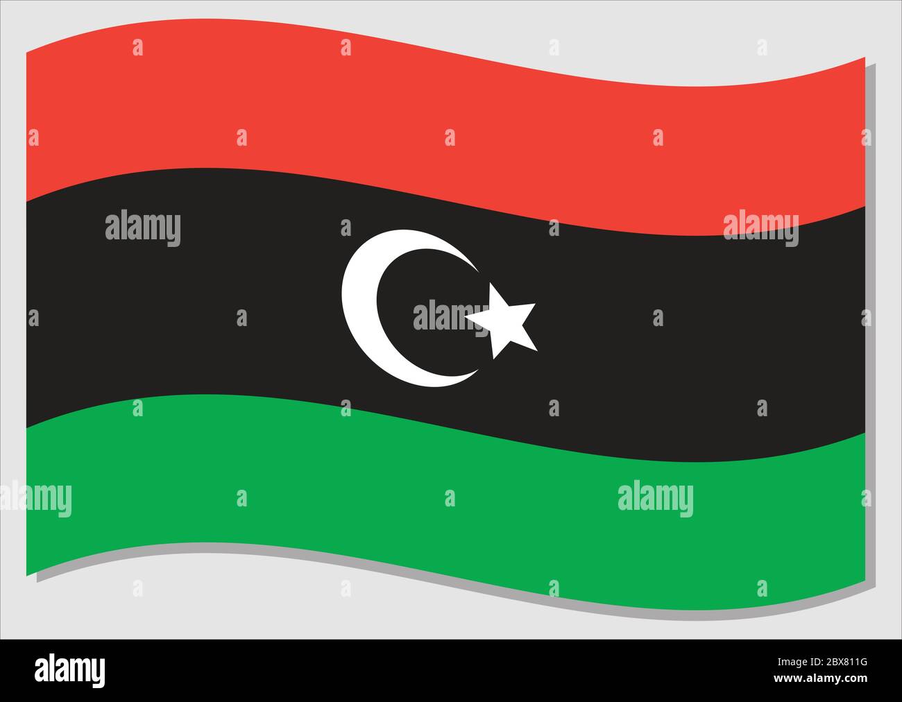 Waving flag of Libya vector graphic. Waving Libyan flag illustration ...