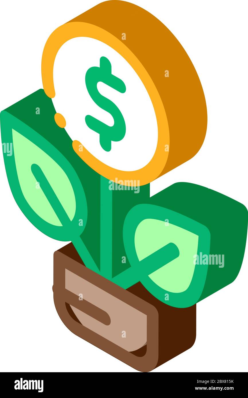 Plant Grow Coin isometric icon vector illustration Stock Vector Image ...