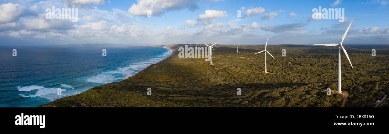 Panoramic aerial view of the Albany wind farm, originally commissioned ...