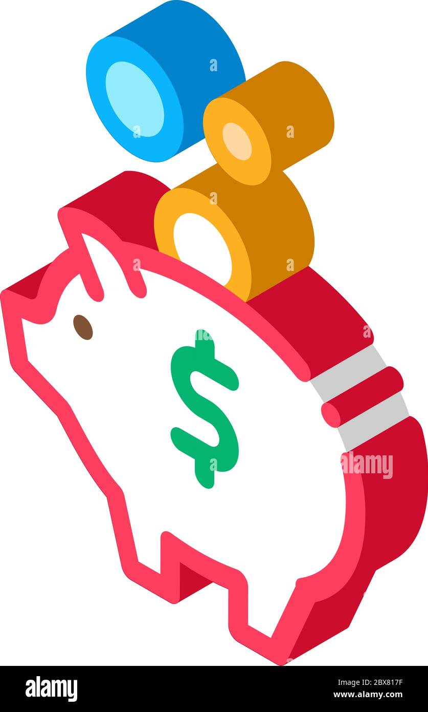 Pig Money Box isometric icon vector illustration Stock Vector Image ...