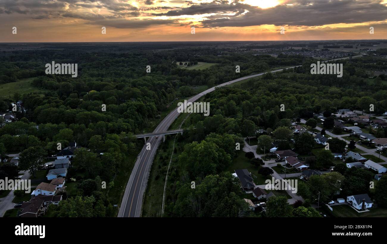 June 5th 2020, St Thomas Aerial of Highway 3- St Thomas Ontario Canada ...
