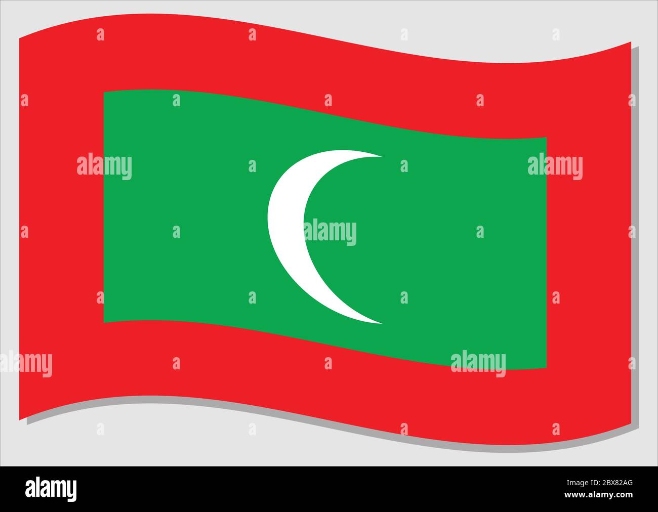 Waving flag of Maldives vector graphic. Waving Maldivian flag ...