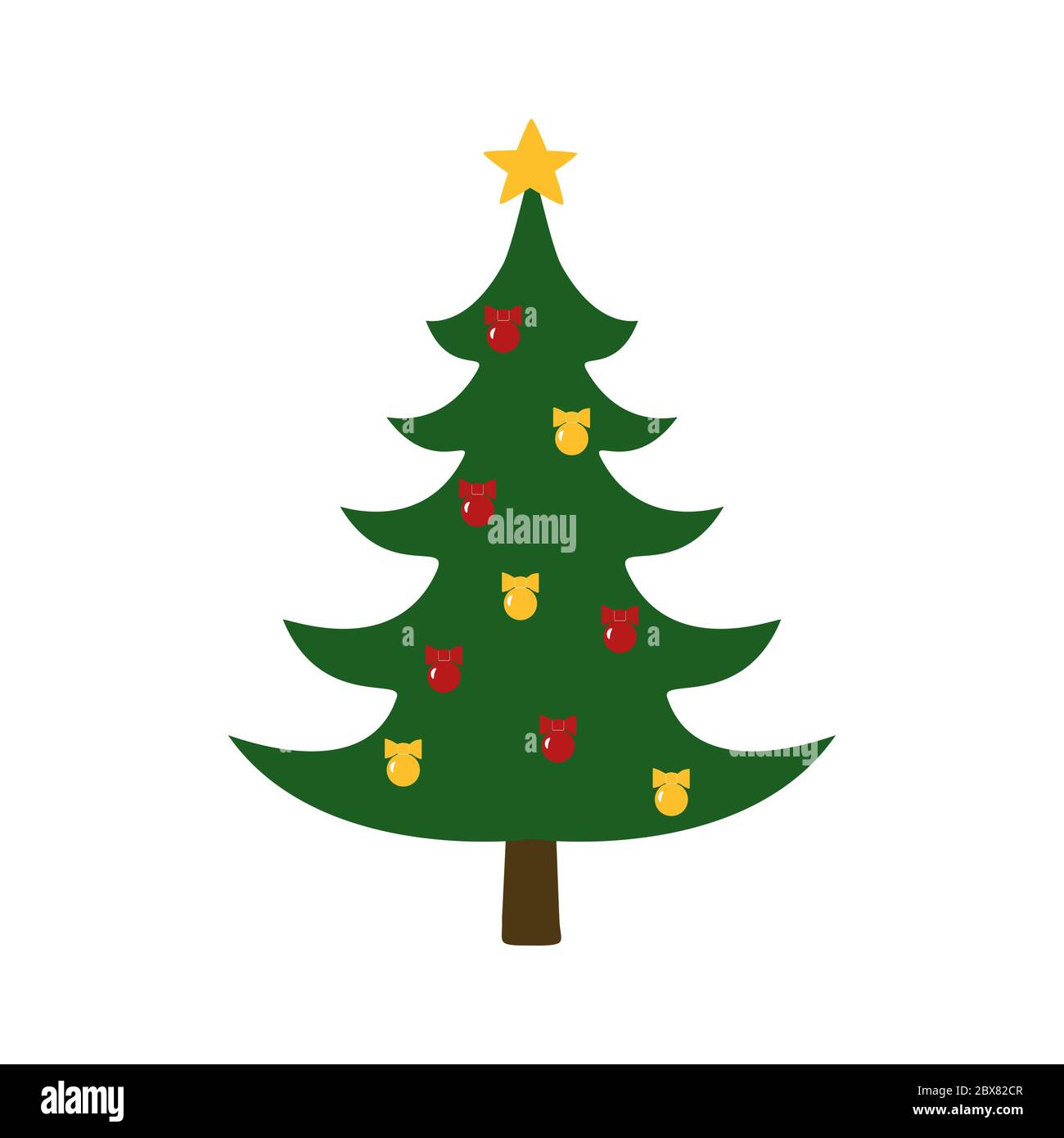 Christmas trees with festive decoration.Isolated on white background ...