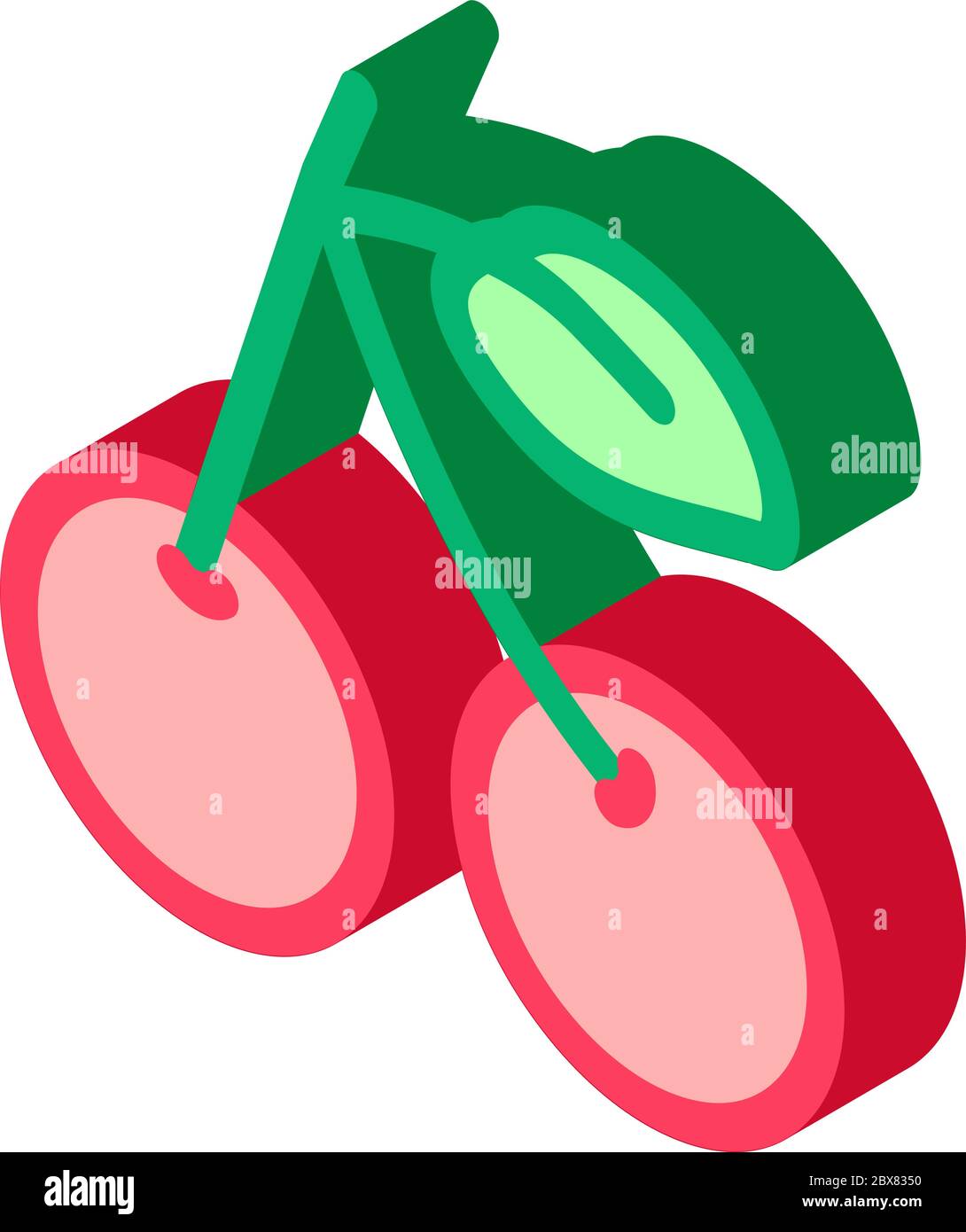 Cherry Fruit Leaf isometric icon vector illustration Stock Vector Image ...