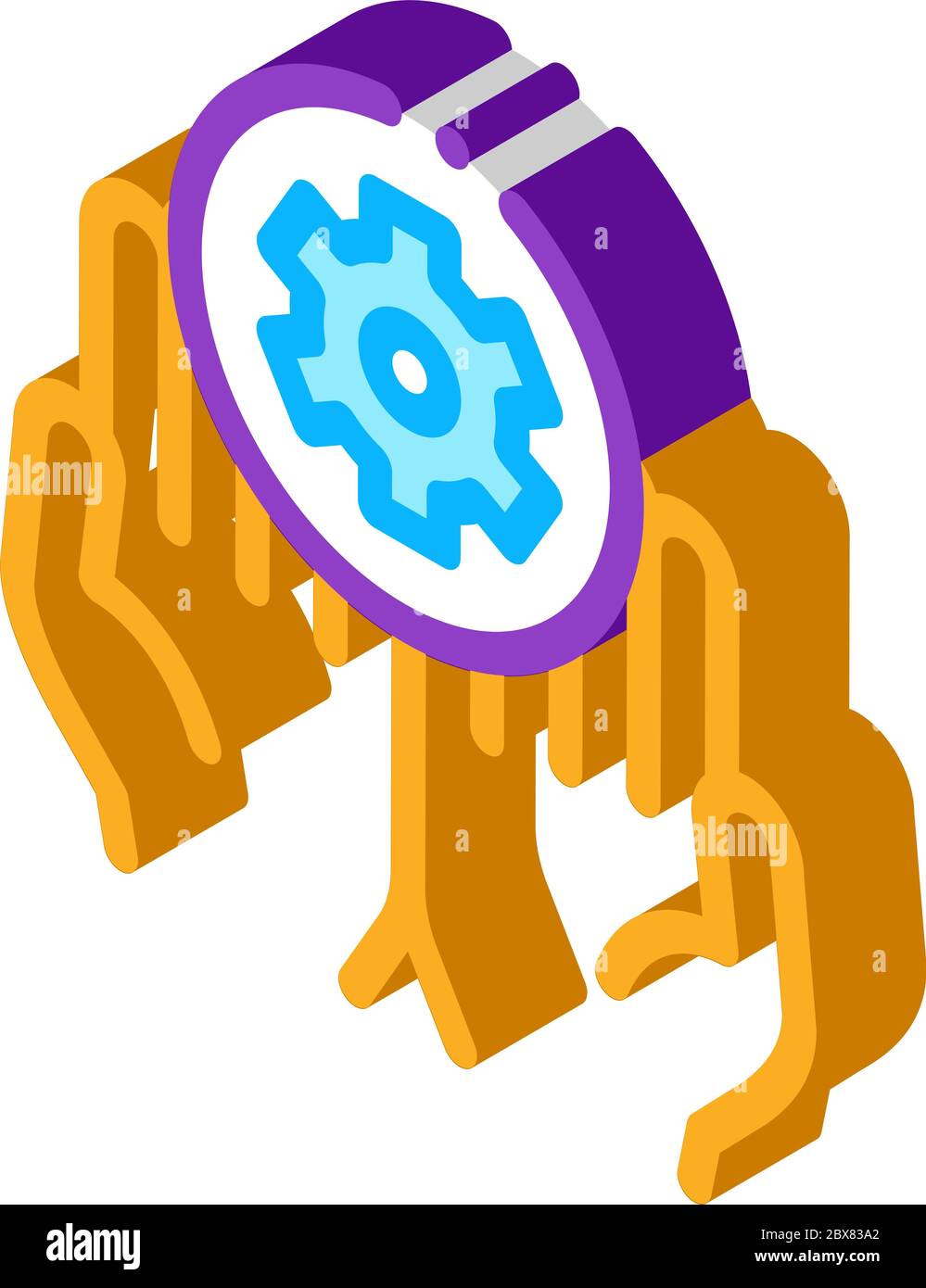 Hands Hold Gear isometric icon vector illustration Stock Vector Image ...