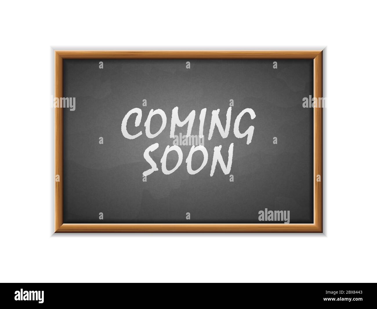 Coming soon written on a blackboard. Vector illustration Stock Photo ...