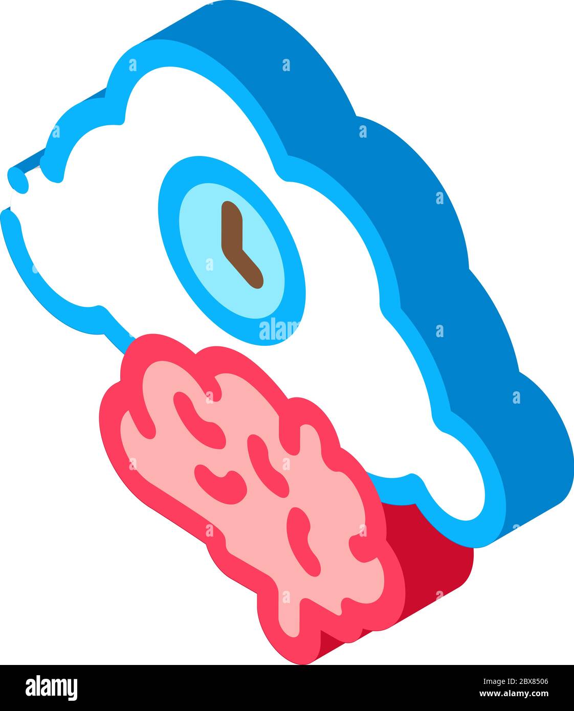 Brain Cloud Clock isometric icon vector illustration Stock Vector Image ...