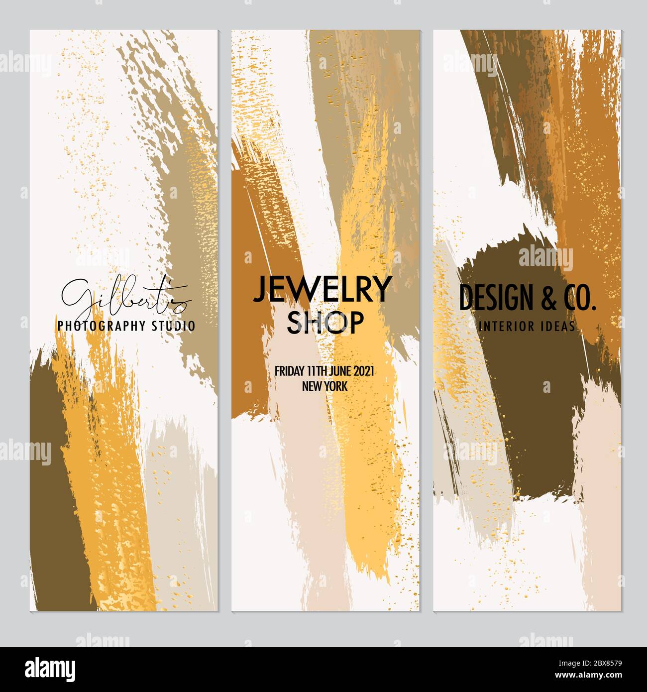 Brush stroke gold and rust warm colors gouache design. Digital hand ...