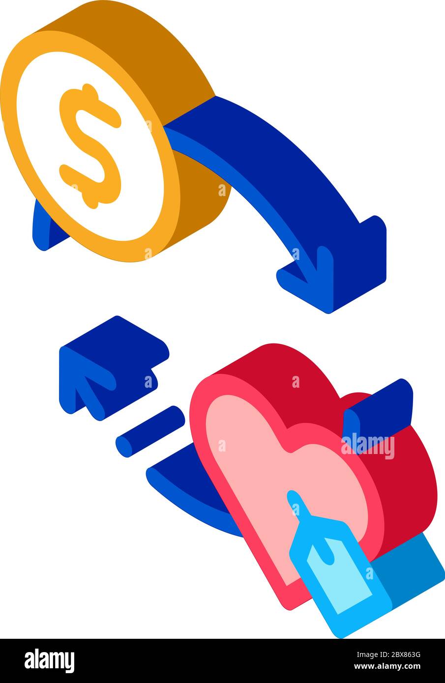 Heart Dollar Coin isometric icon vector illustration Stock Vector Image ...