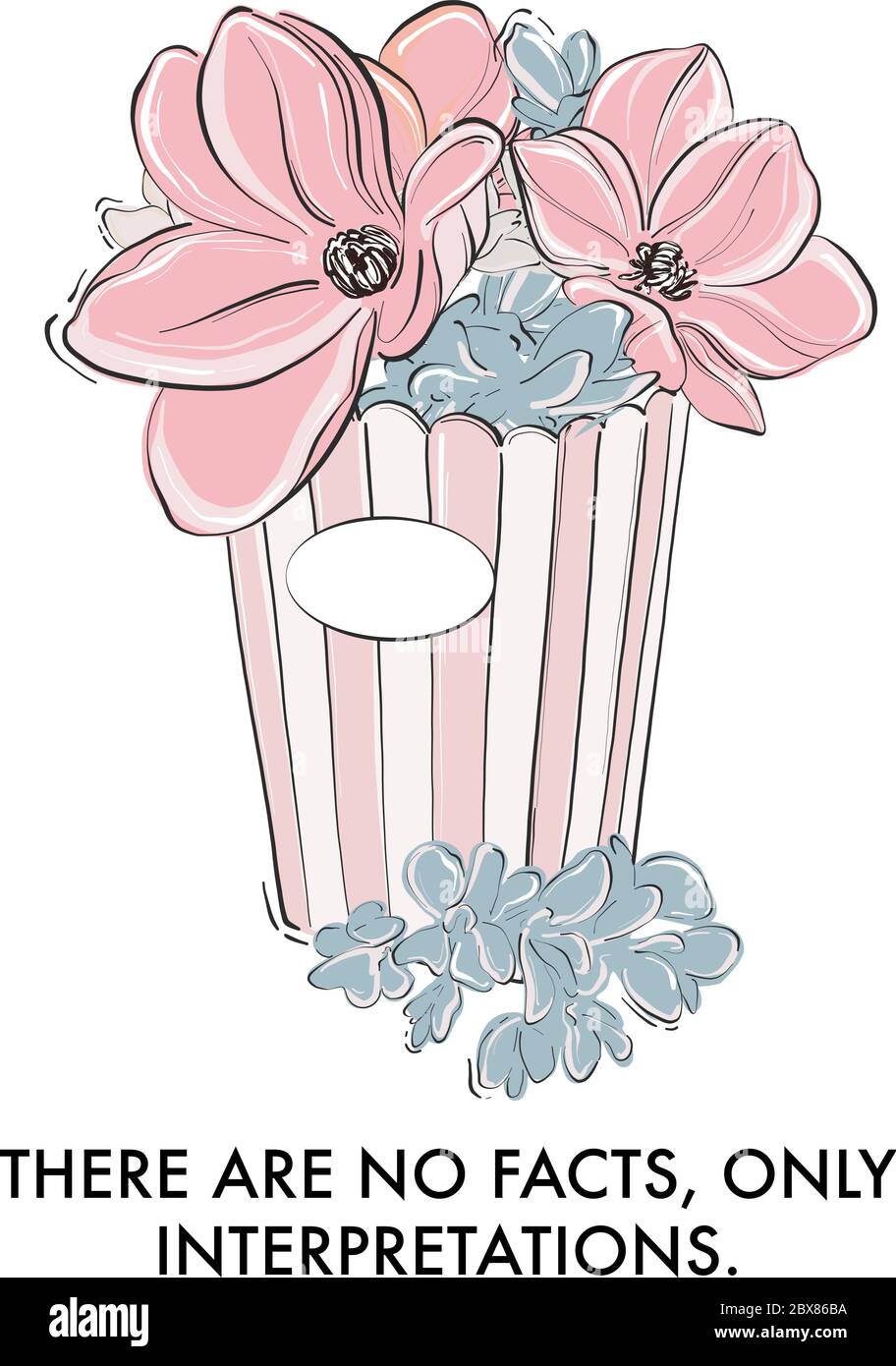 Popcorn package full of flowers, modern spring concept. Motivational ...