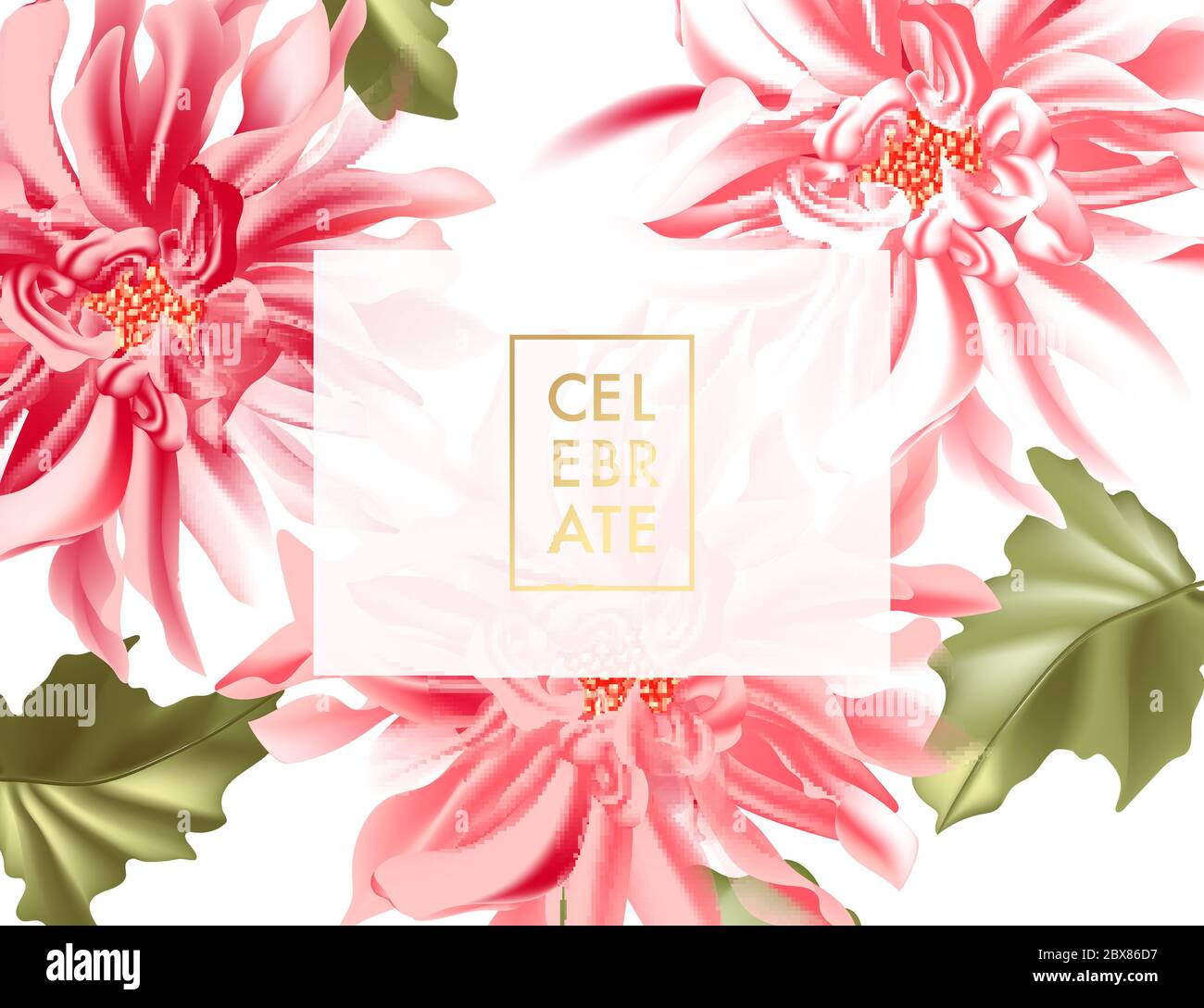 Vector horizontal banner with garden dahlia sunflowers on white ...