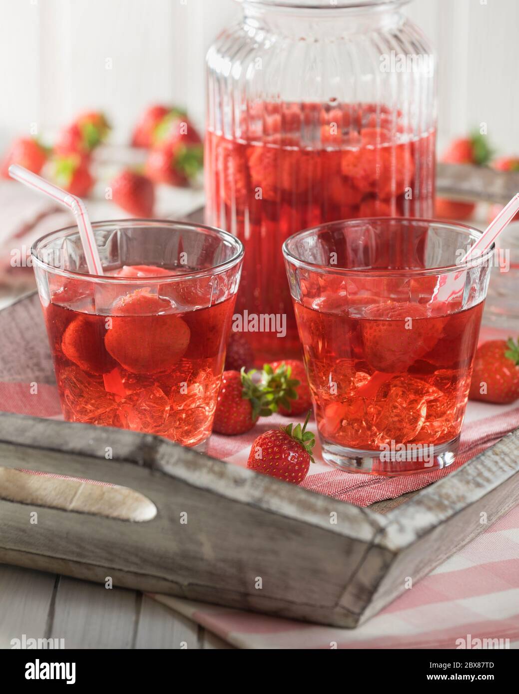 Strawberry kompot. Cold Polish and Central European fruit drink Stock ...