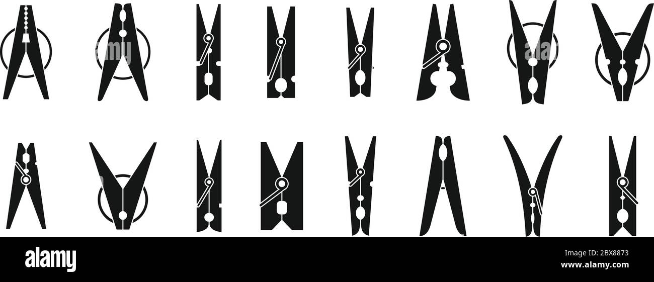 Home clothes pins icons set. Simple set of home clothes pins vector ...