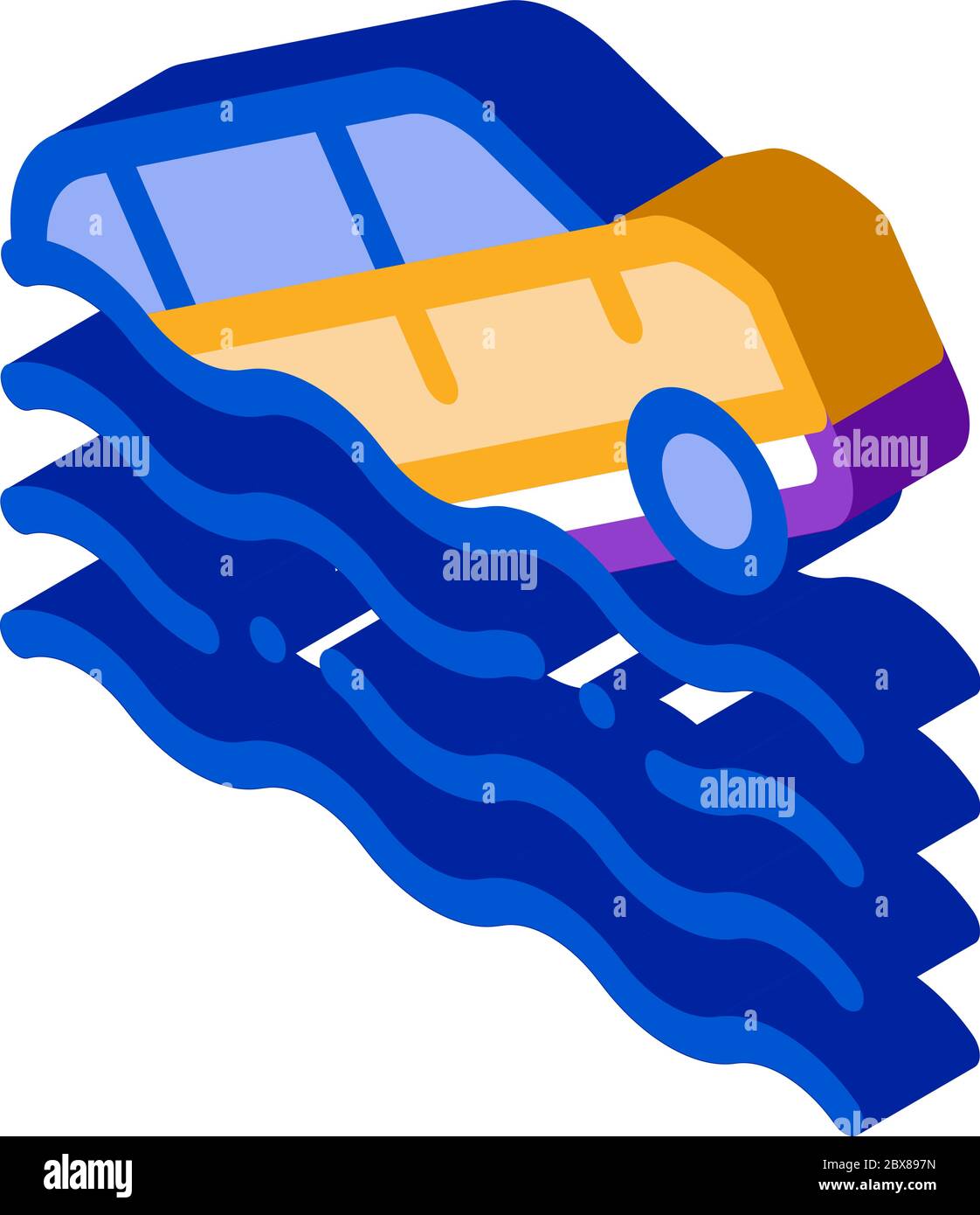 Sinking Car isometric icon vector illustration Stock Vector Image & Art ...