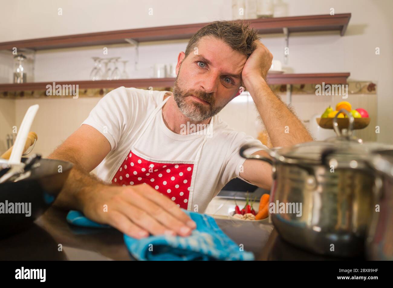 Exhausted chef in kitchen hi-res stock photography and images - Alamy