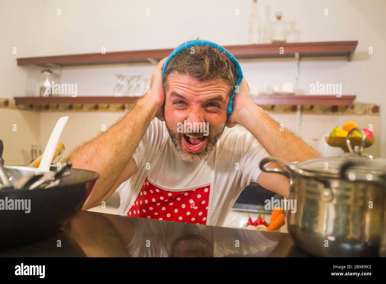 Exhausted chef in kitchen hi-res stock photography and images - Alamy