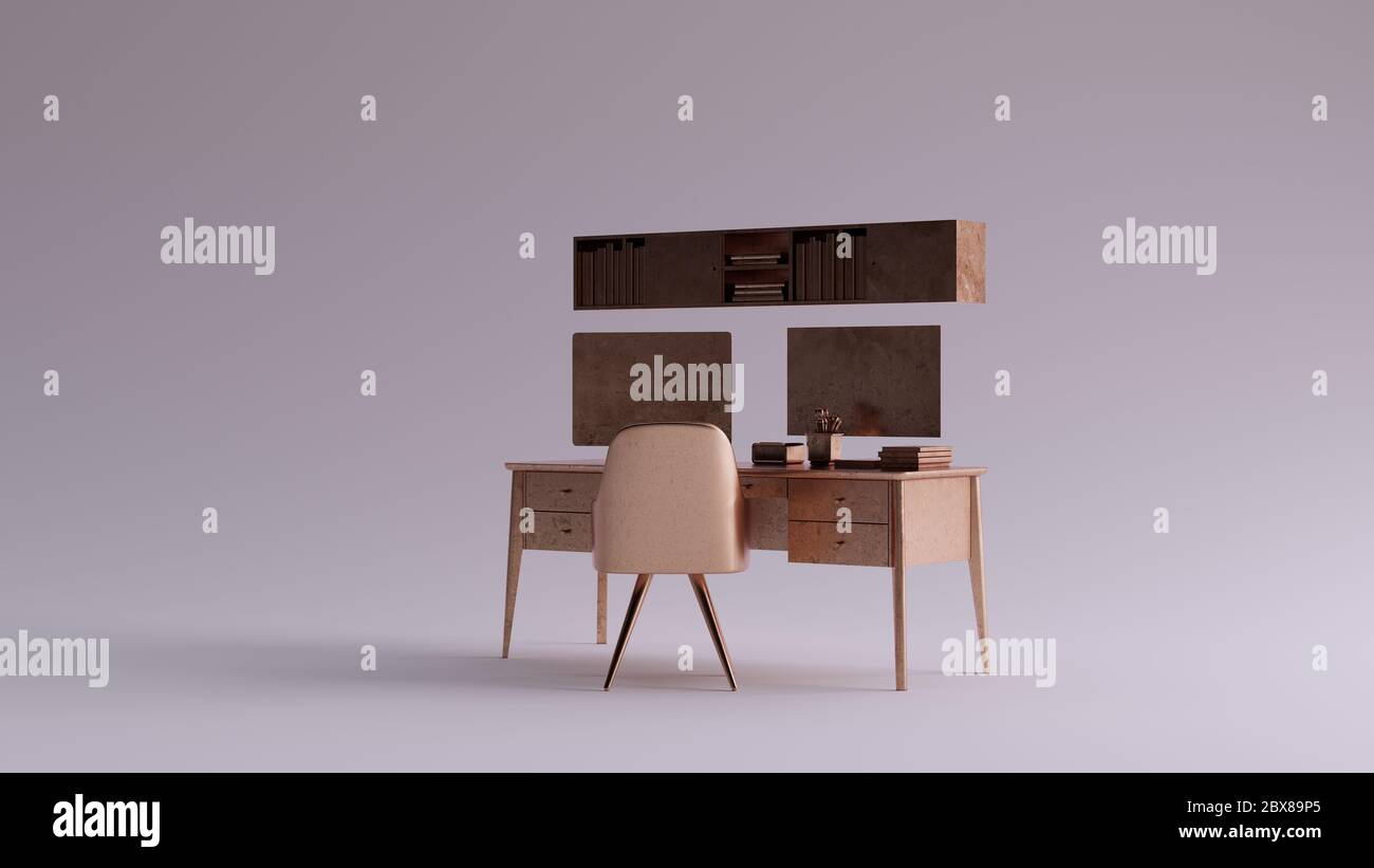 Bronze Simple Home Office Setup 3d illustration 3d rendering Stock ...