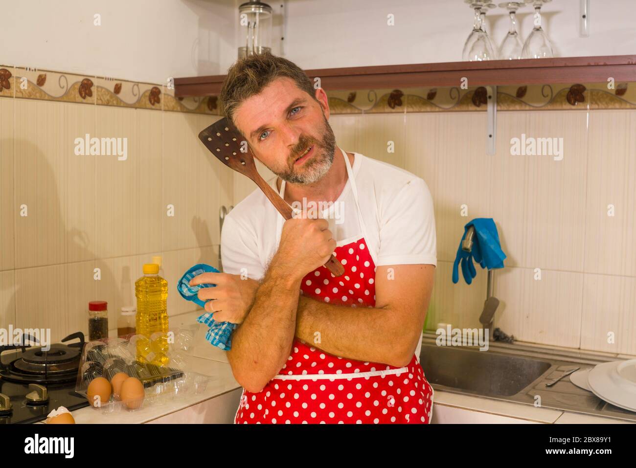 Exhausted chef in kitchen hi-res stock photography and images - Alamy