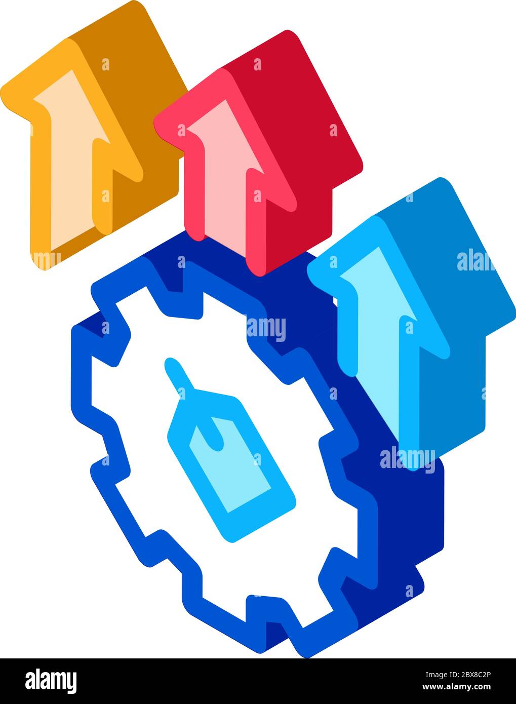 Gear Arrows Label isometric icon vector illustration Stock Vector Image ...
