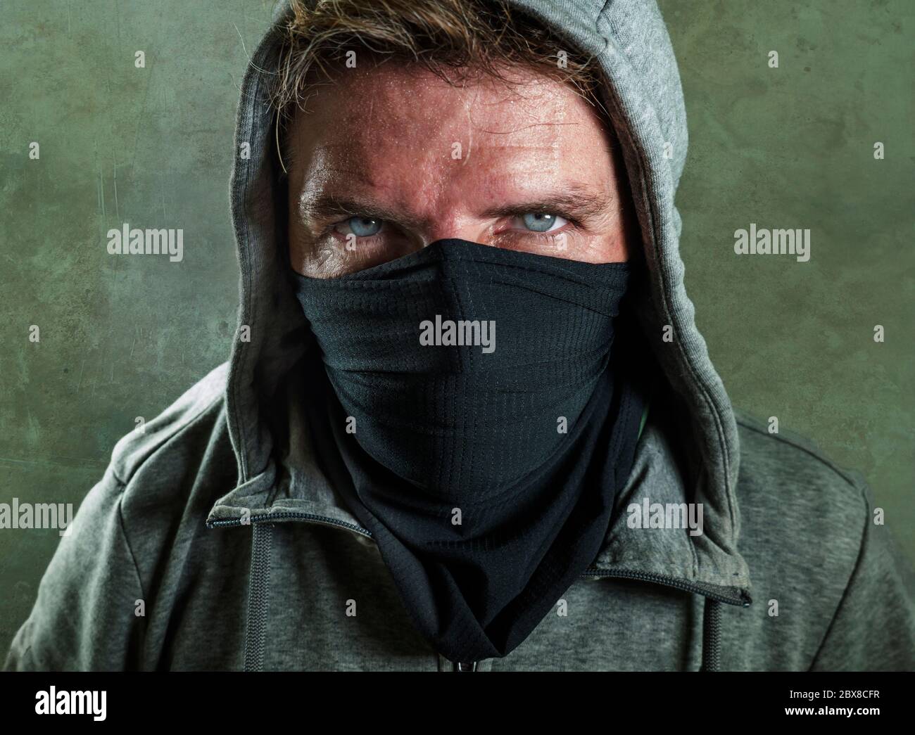 young man as fanatic and aggressive anarchist rioter . furious and ...