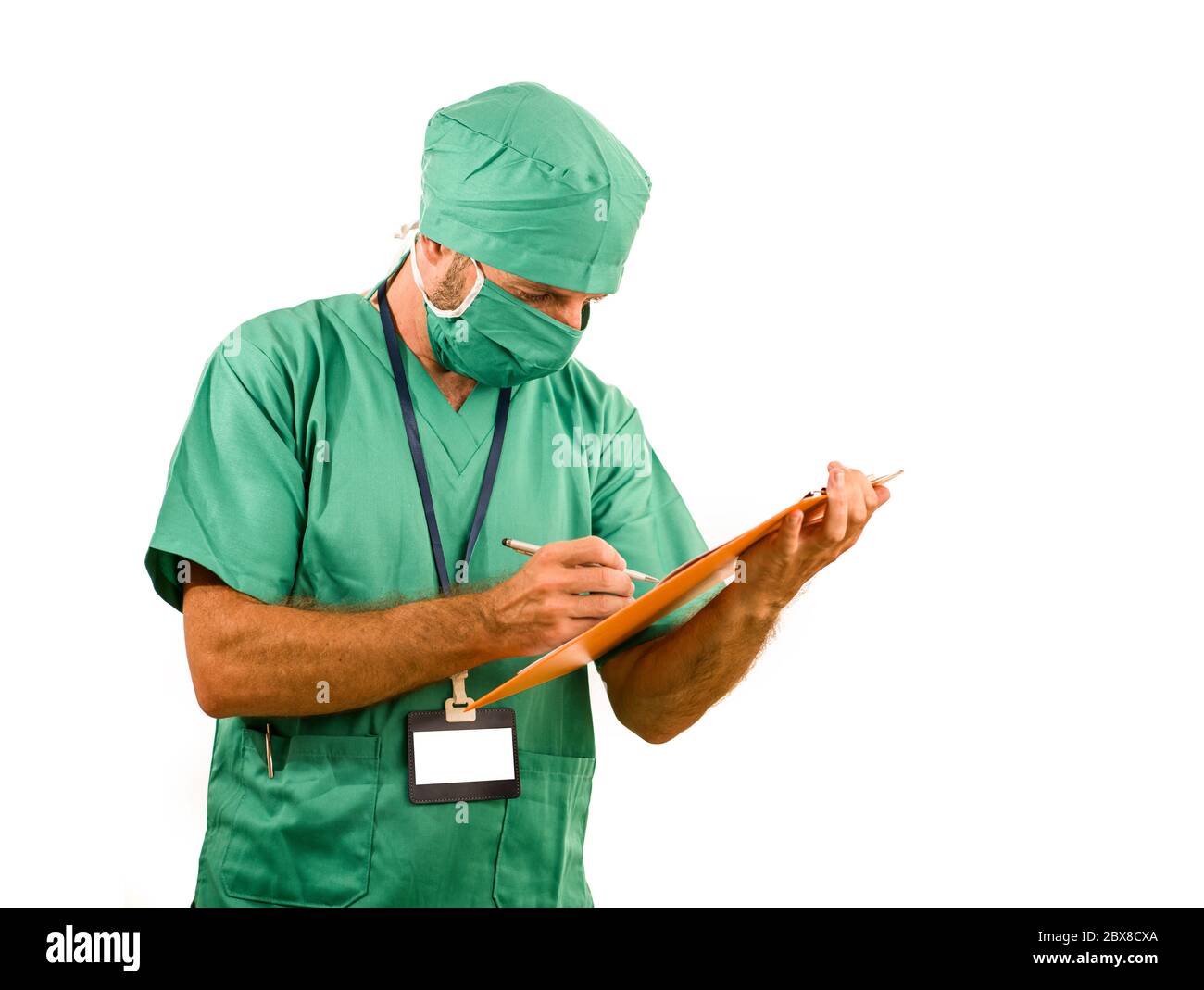 Caucasian man in green medical Cut Out Stock Images & Pictures - Alamy