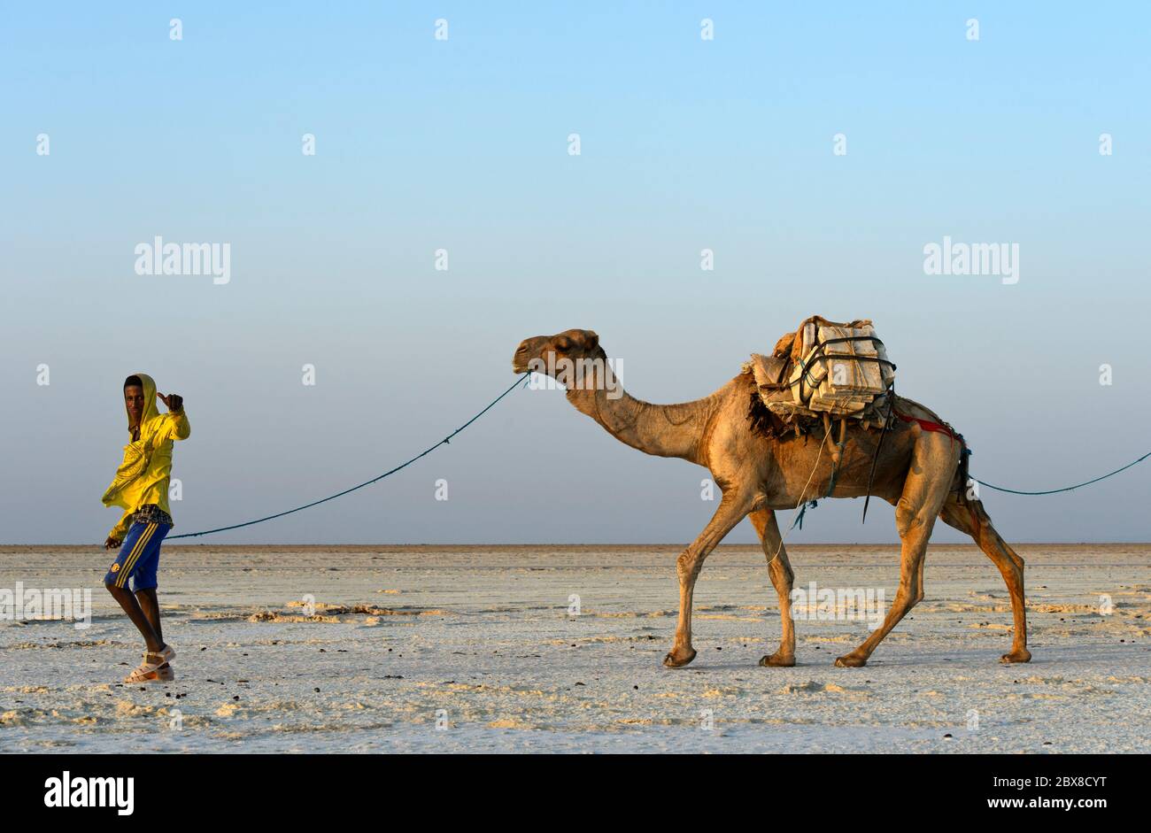 Caravan leader Caravan leader making a thumbs up sign, Danakil Valley ...