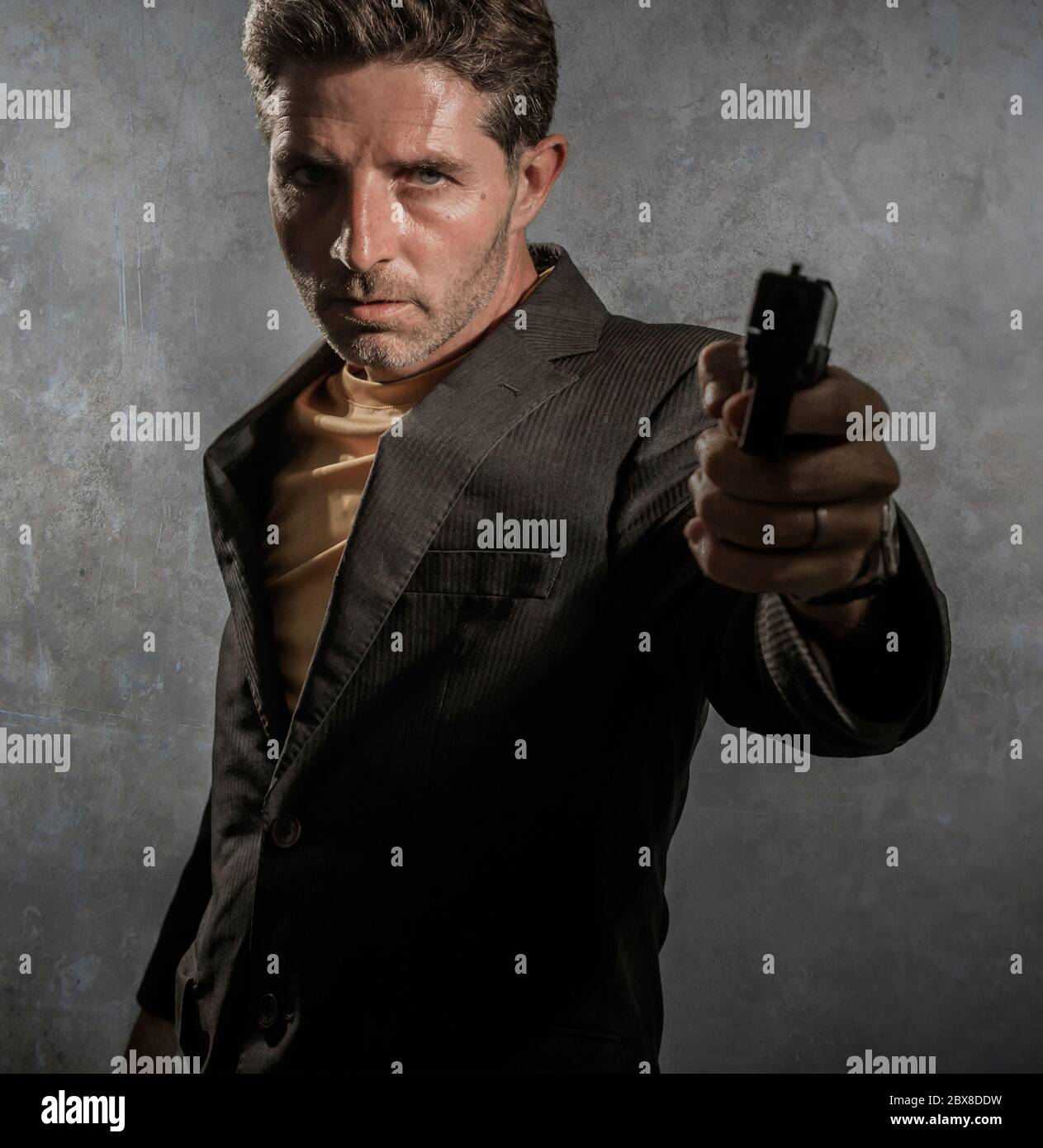 grunge cinematic portrait of attractive and dangerous looking mafia ...