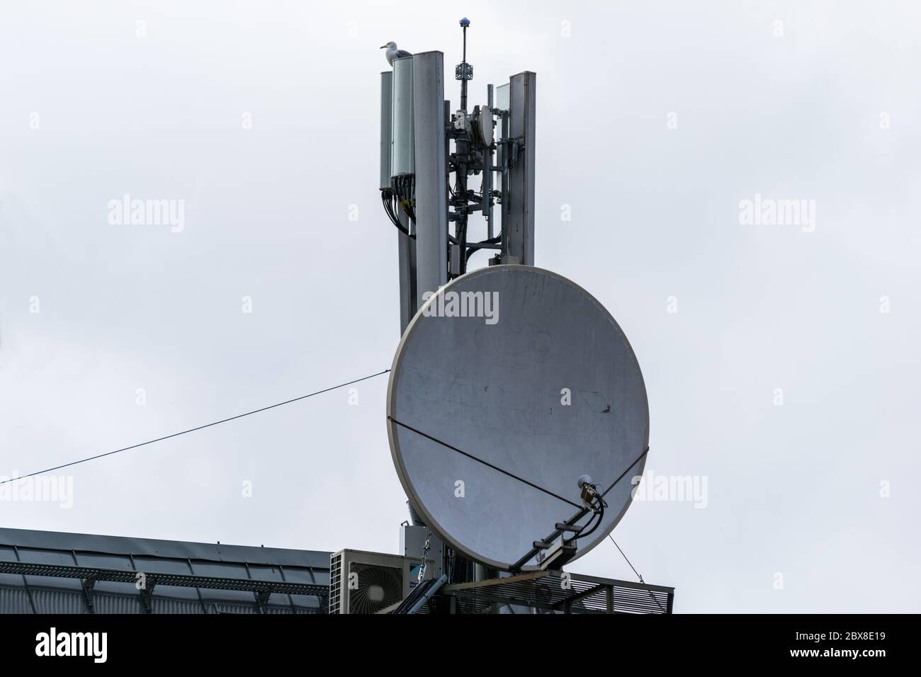 communication center on the roof of the building. Cellular transmitters ...