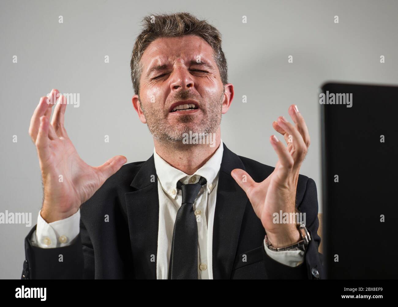 corporate business company worker in stress - attractive sad and ...