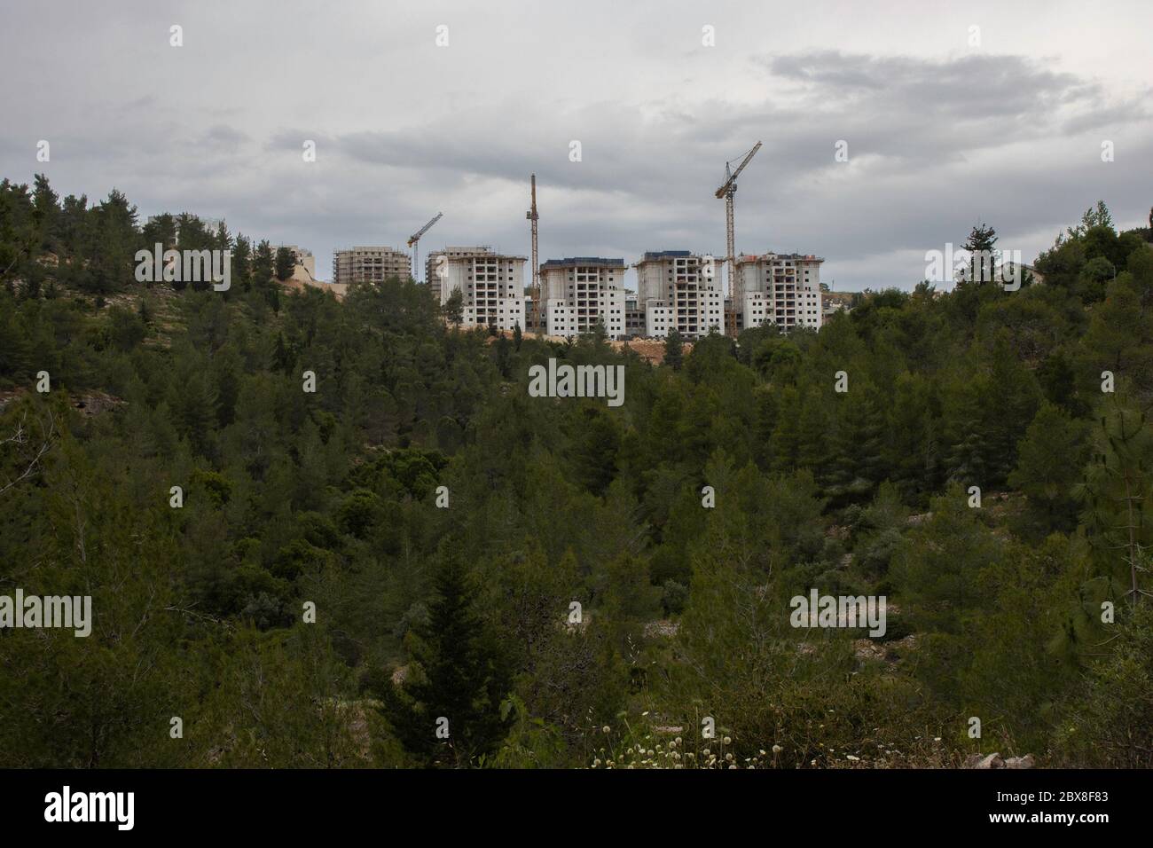 Jerusalem, Israel - May 9th, 2020: A residential construction project ...