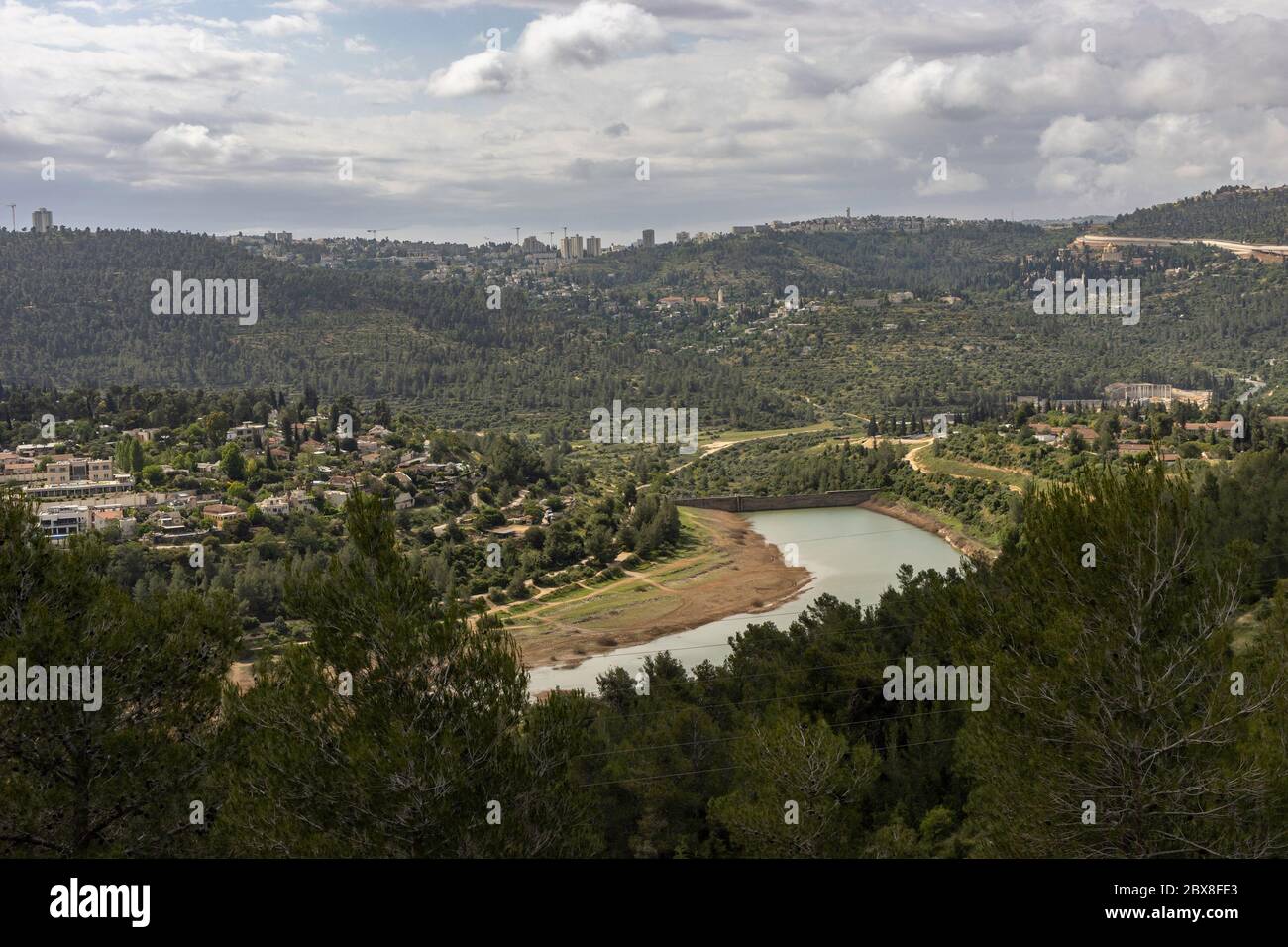 A dam holding in rainwater in the Judea mountains near Jerusalem ...