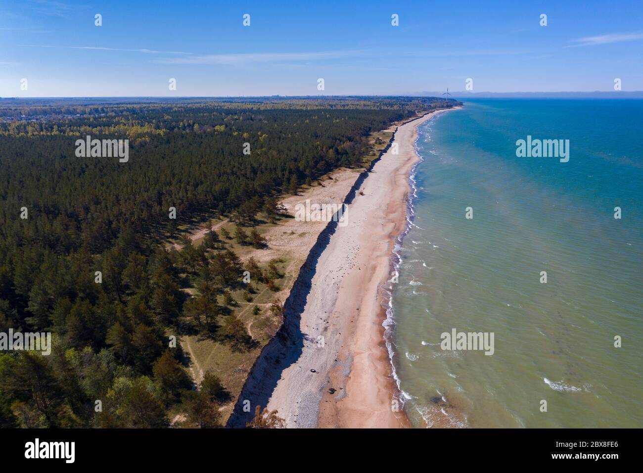 Aerial view of Latvian Baltic sea seaside beach near Liepaja Stock ...