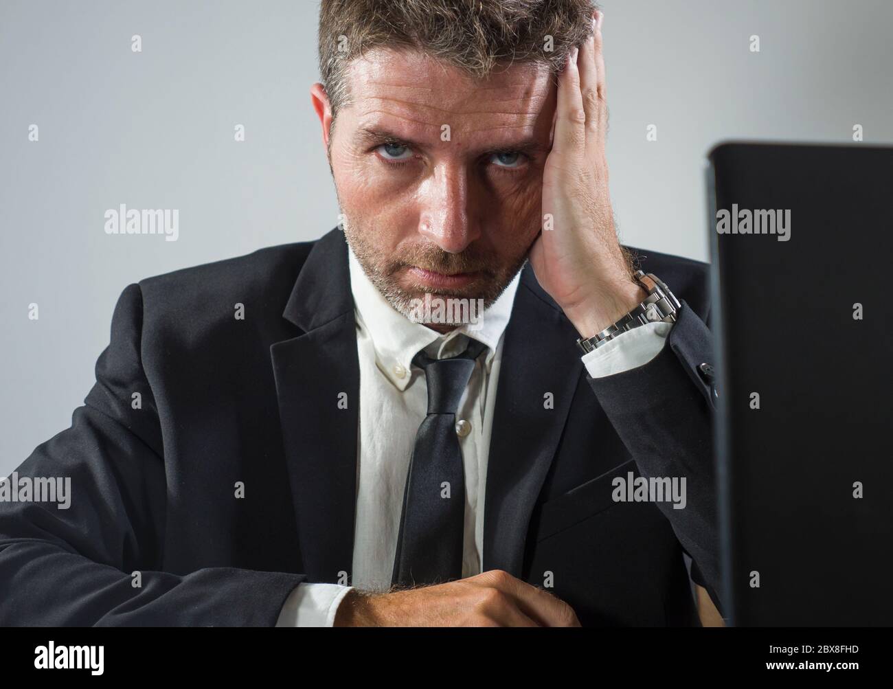 Exhausted financial accountant suffering hi-res stock photography and ...