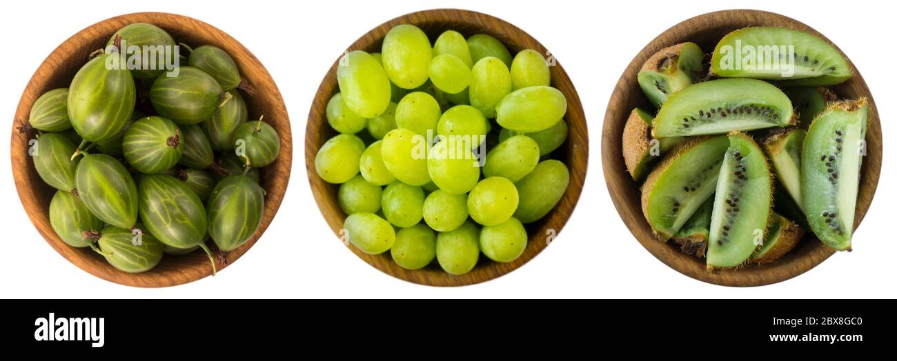 Green food on a white background. Berries and fruits isolated on white ...